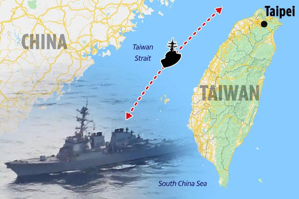US sails guided missile destroyer through flashpoint Taiwan Strait DAYS ...
