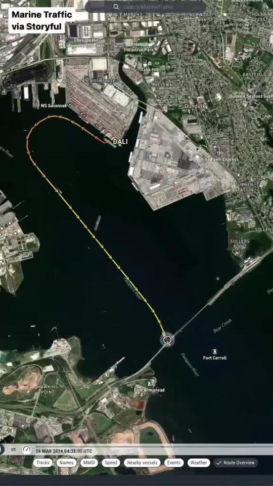 An animation provided by Marine Traffic, a global ship tracking and ...