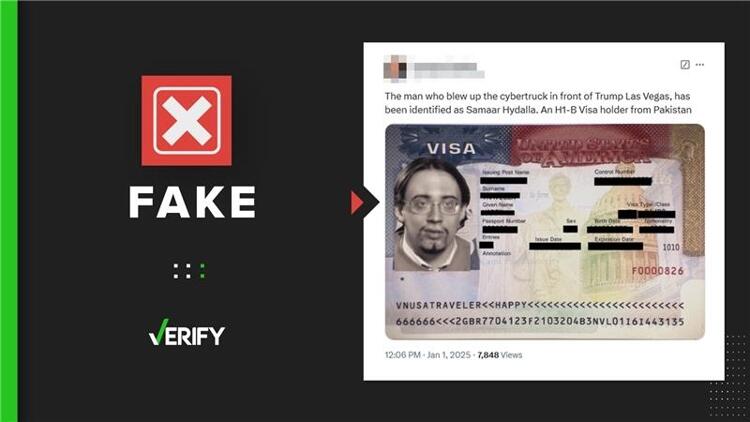 Viral image claiming to show visa of Cybertruck explosion suspect is ...