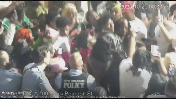 Fans swarm NBA YoungBoy walking on Bourbon Street after New Orleans ...