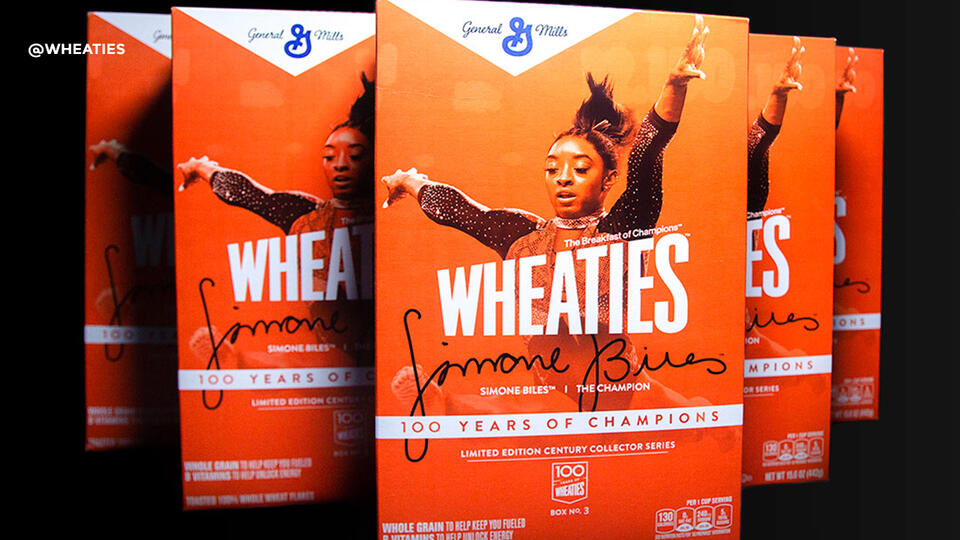 Olympic gold medalist Simone Biles featured on her first-ever Wheaties ...