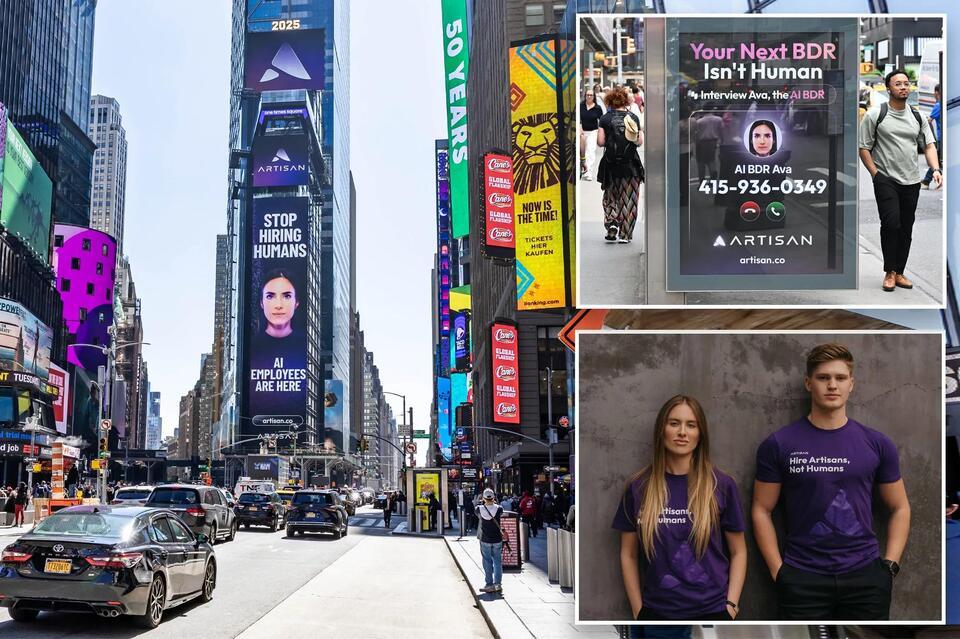 ‘Stop hiring humans’ viral AI billboard campaign sparks outrage in NYC ...