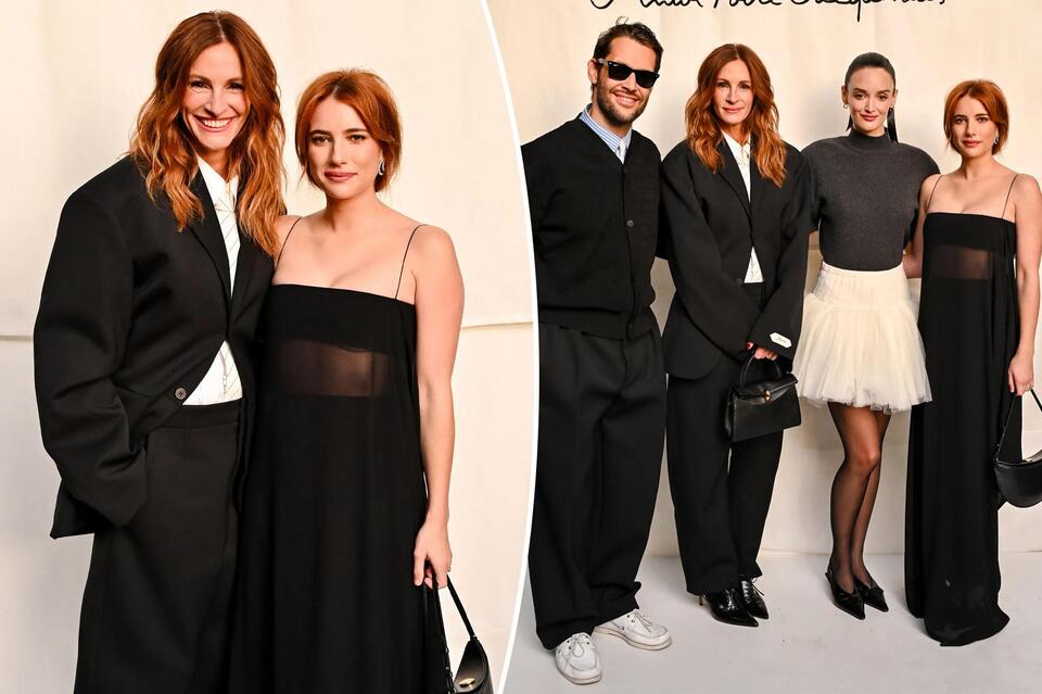 Julia and Emma Roberts match in black during NYFW family reunion ...