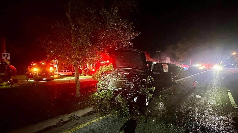 Fiery crash on Hagen Ranch Road injures one, destroys two cars - NewsBreak