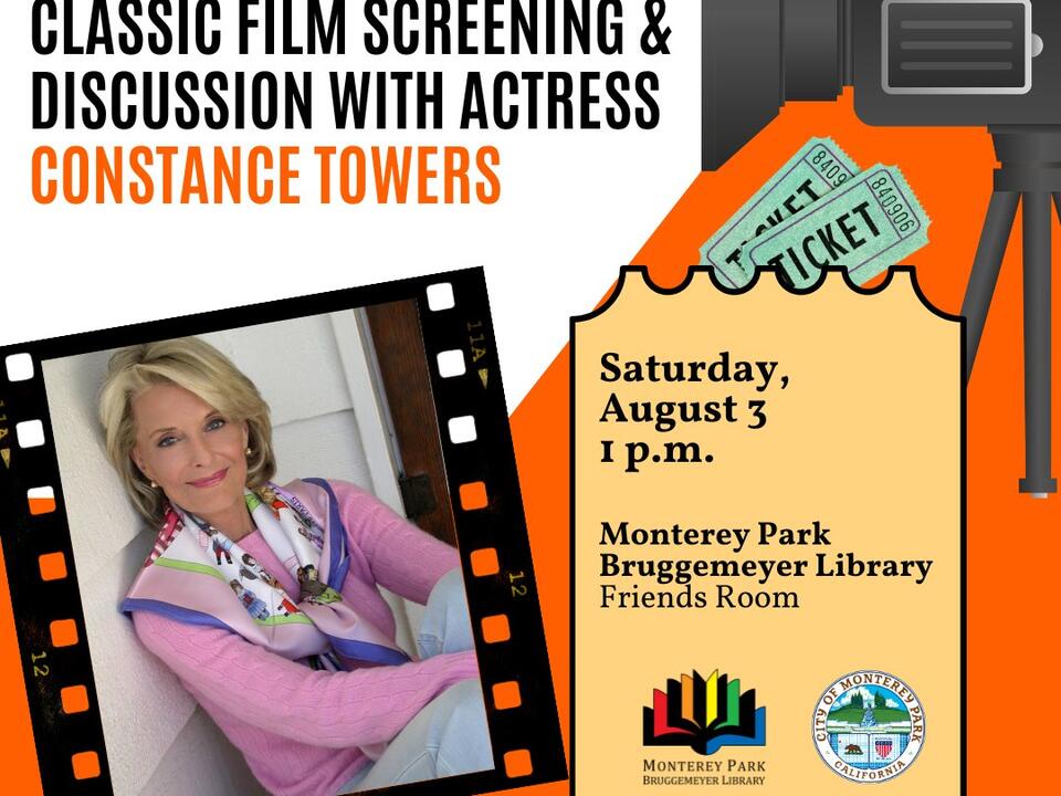 Classic film actress Constance Towers to visit Monterey Park library