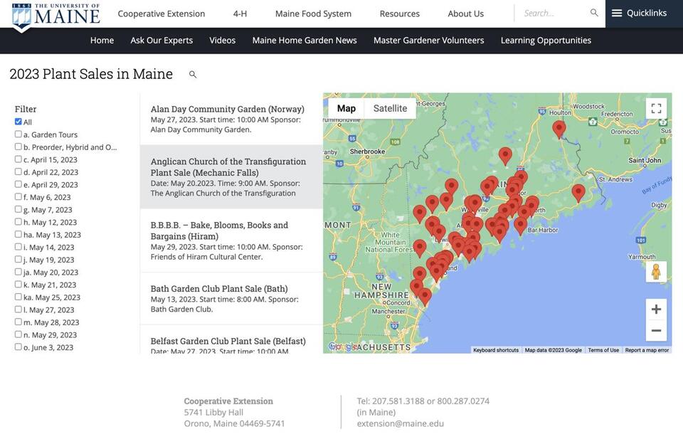 UMaine Extension announces updated interactive plant sales map for 2023 ...