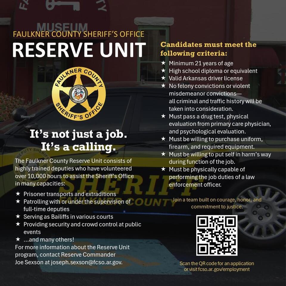Faulkner County Sheriff Hiring Reserve Deputies - NewsBreak