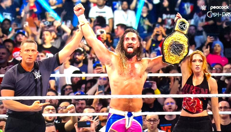 Becky Lynch Helps Seth Rollins Retain WWE World Heavyweight Championship At Clash In Paris ...