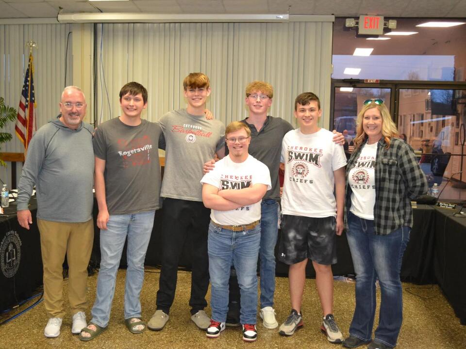 Cherokee swim team recognized for breaking school records at state meet