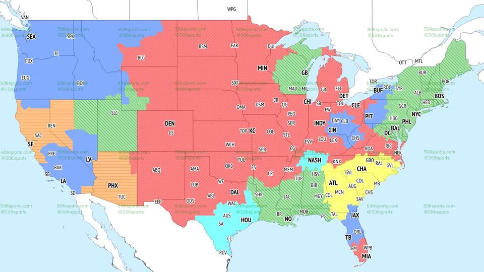 NFL Week 11 TV broadcast coverage map for San Francisco 49ers at ...
