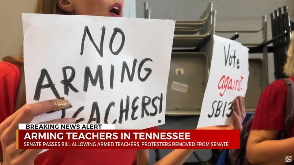 Angry protests as Tennessee Republicans pass law allowing teachers to ...