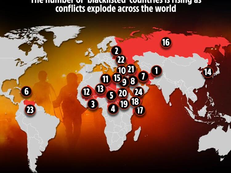 Chilling map reveals a fifth of the planet now too DANGEROUS to visit ...