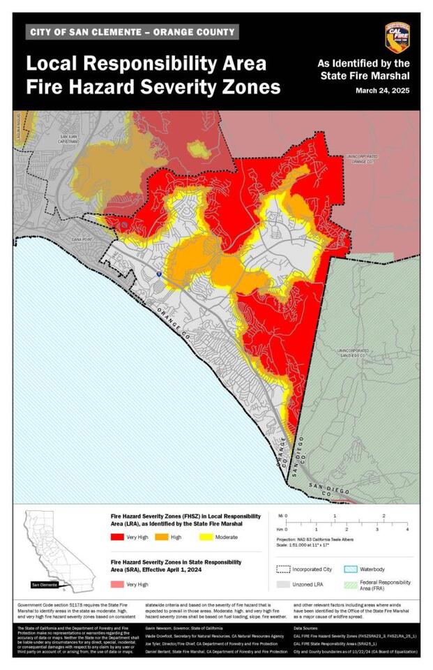 State Releases Updated Fire Hazard Severity Zone Maps for San Clemente ...