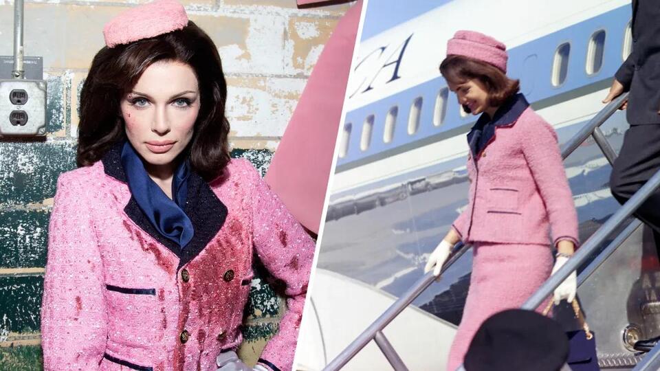 Julia Fox replicates Jackie Kennedy's blood-stained pink suit for ...