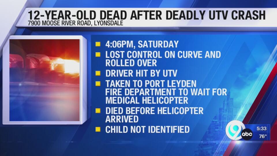 12-year-old dead after UTV accident in Lyonsdale - NewsBreak