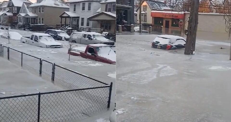 Detroit Resident Shares Wild Footage Of Flooded, Frozen Street After A ...