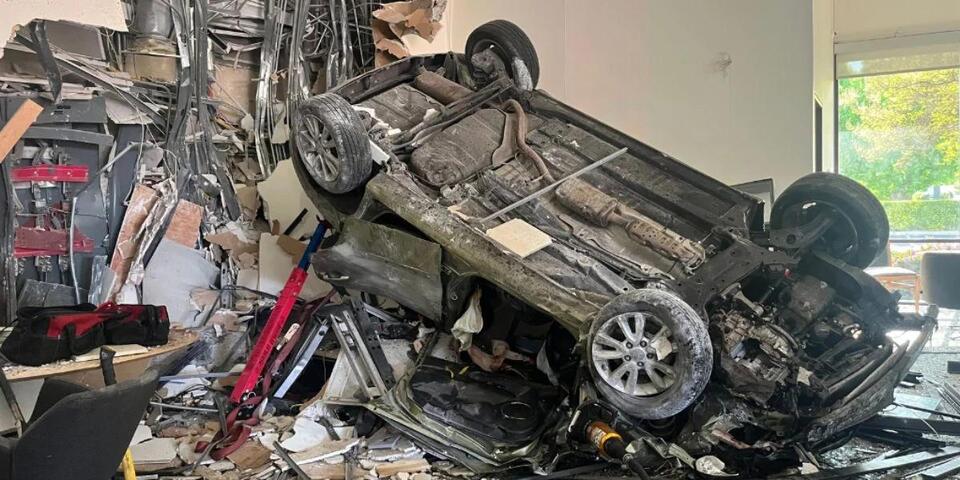High-speed crash flips car inside Modesto bank, injures two after ...