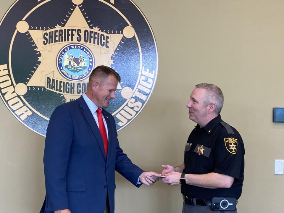 Delegate Brooks presents Raleigh County Sheriff’s Department with check ...