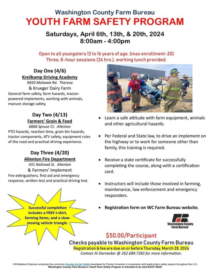 Farm Safety Training returns to Washington County, WI – First class ...