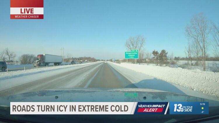 Frigid temps causing slick roads in West Michigan | LIVE ROAD ...