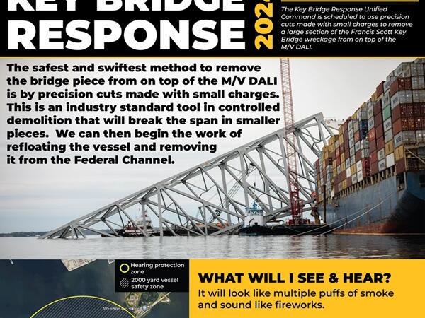 Crews to use dynamite for next phase of Key Bridge removal