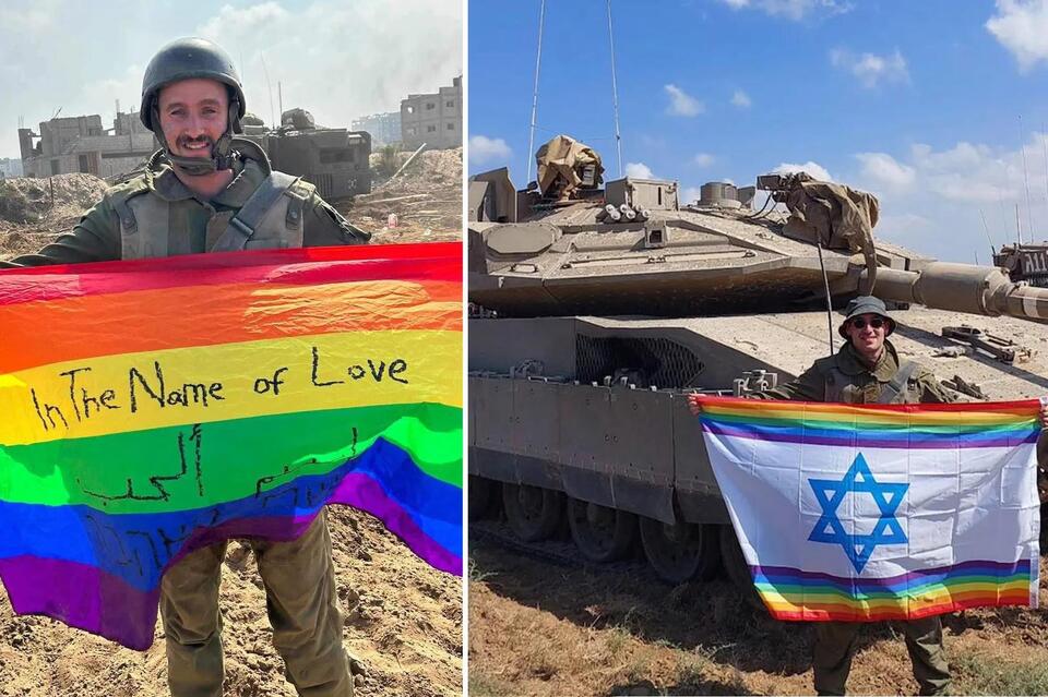 Gay Israeli soldier proudly displays LGBTQ flag on Gaza soil in war ...