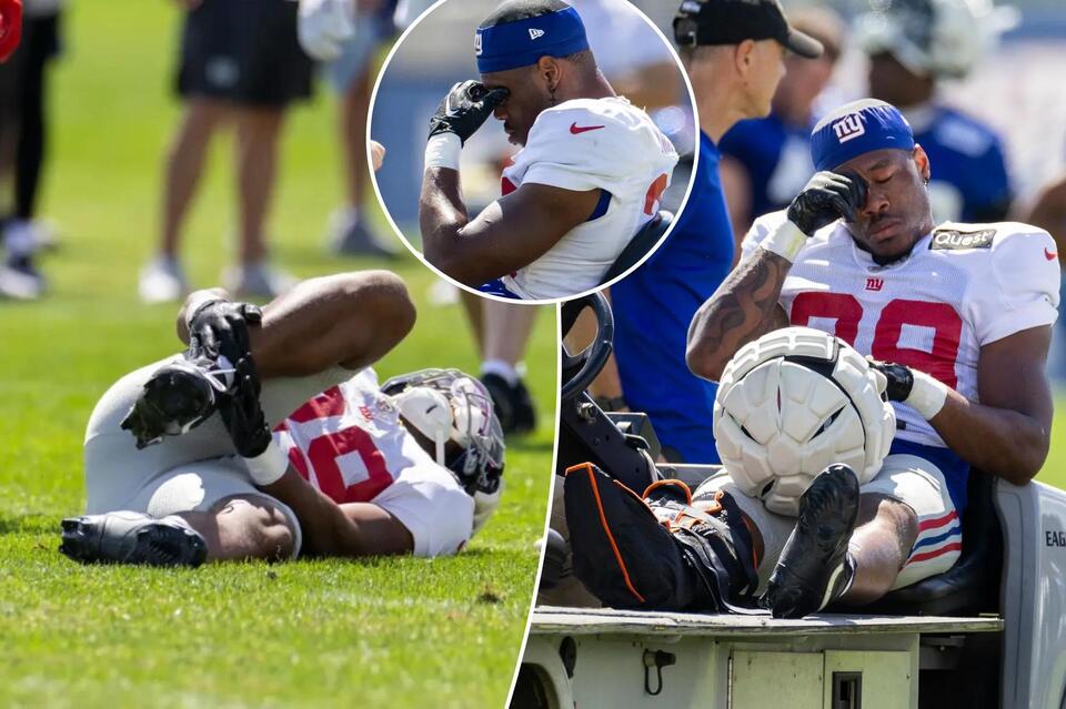 Giants rookie Tyrone Tracy Jr. carted off field in potentially major ...