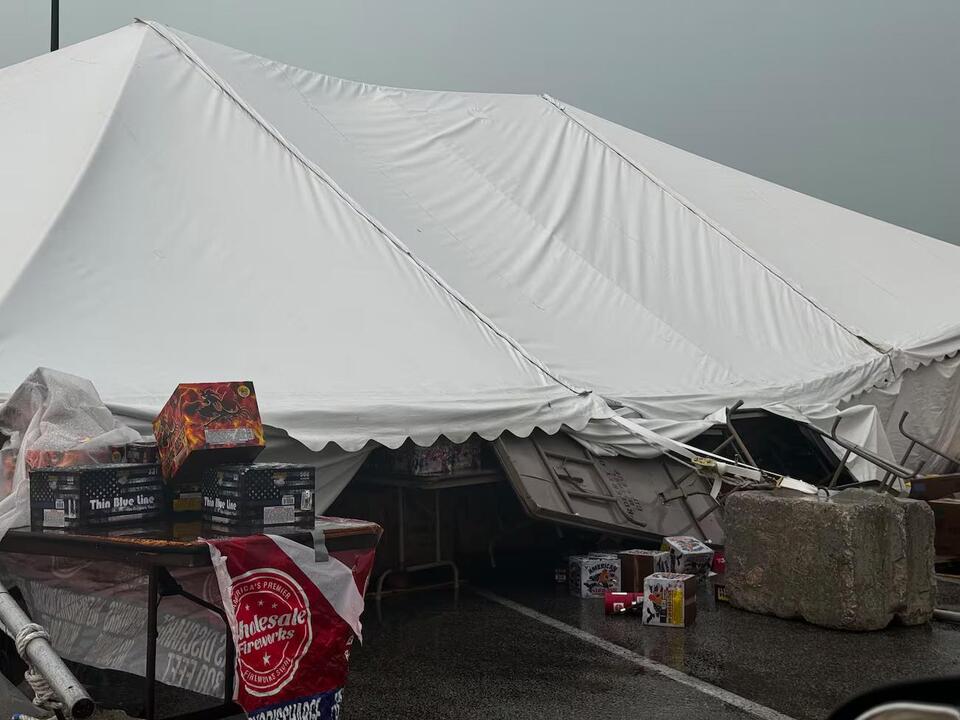 3 hurt in fireworks tent collapse in Andover