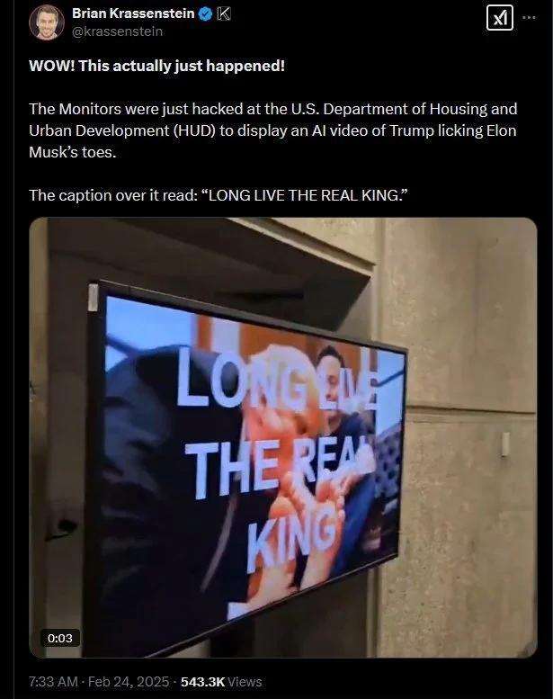Fact Check: HUD Headquarters TV Monitors DID Show Trump Licking Elon ...