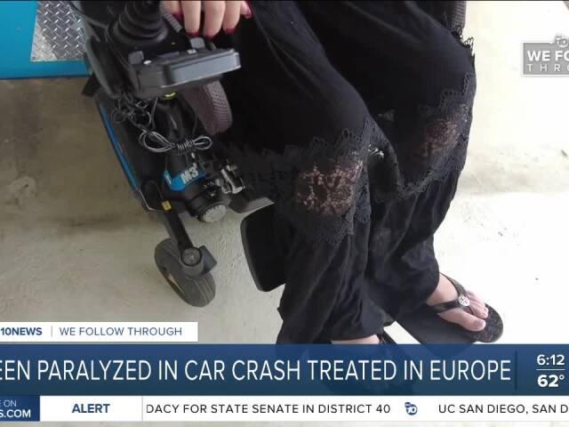 Teen paralyzed in car crash treated in Europe - NewsBreak