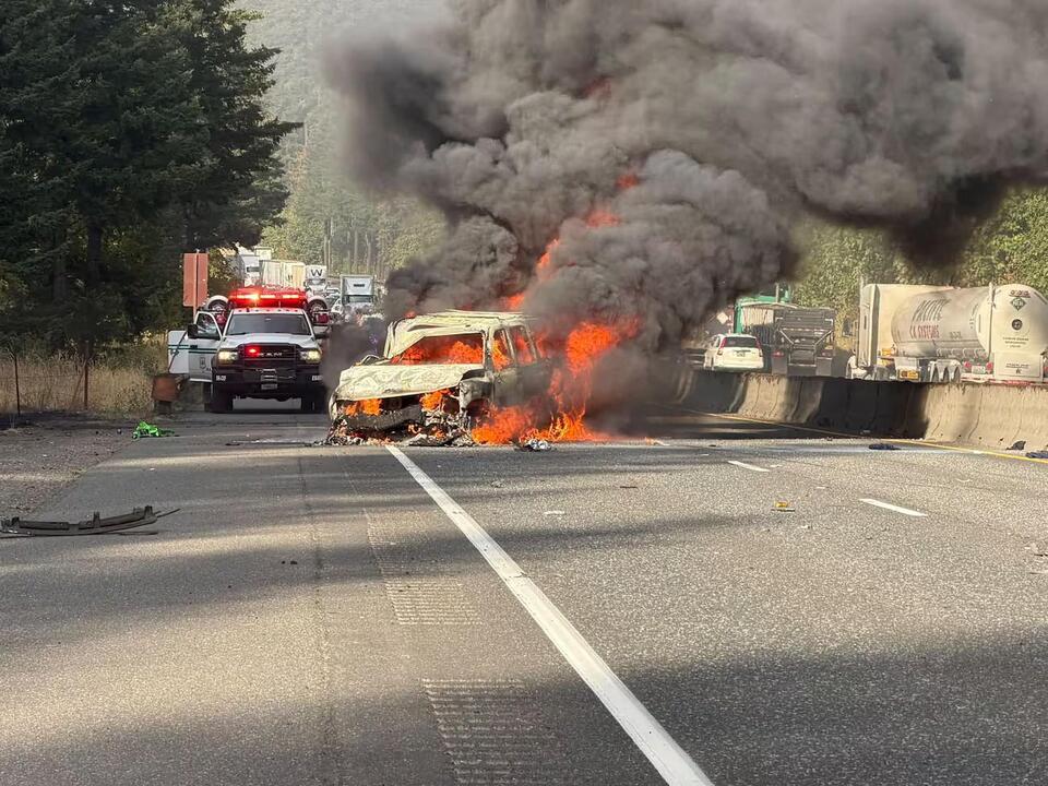 Car catches fire, driver leaves scene after crash on I-84 near Cascade ...