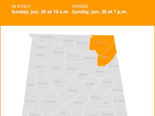 Jackson and DeKalb counties under a heat advisory Sunday