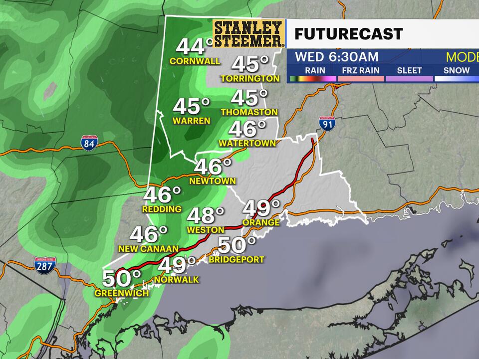 Chilly temperatures overnight in Connecticut, scattered shower returns on Wednesday