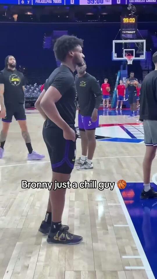 Just chilling before the Lakers take on the 76ers nba basketball bronny ...