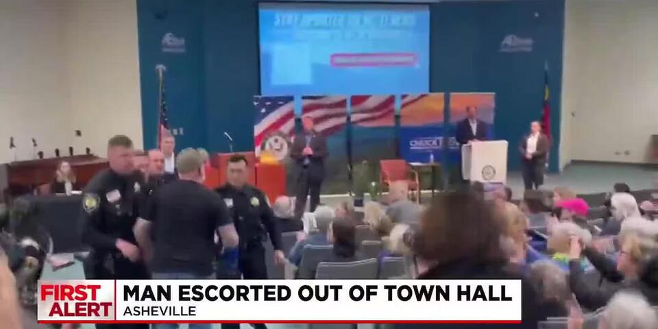 Man escorted out of town hall after shouting profanity at Congressman ...