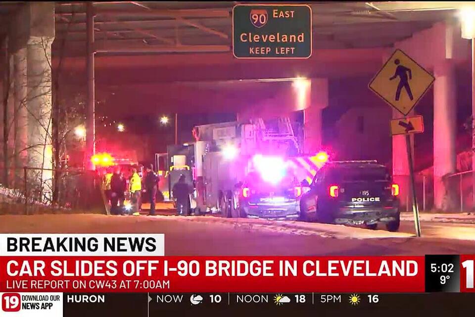 Car slides off I-90 bridge - NewsBreak