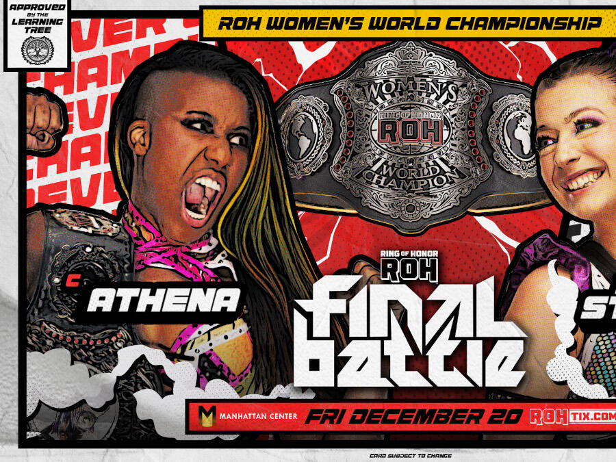 Athena Confirms ROH Women’s World Title Match Will Main Event ROH Final ...