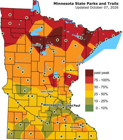 Latest Fall Color Map by DNR shows where the fall colors are at their ...