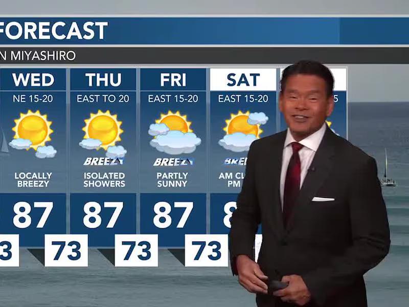 First Alert Forecast: Breezy trade winds and mostly dry conditions to ...
