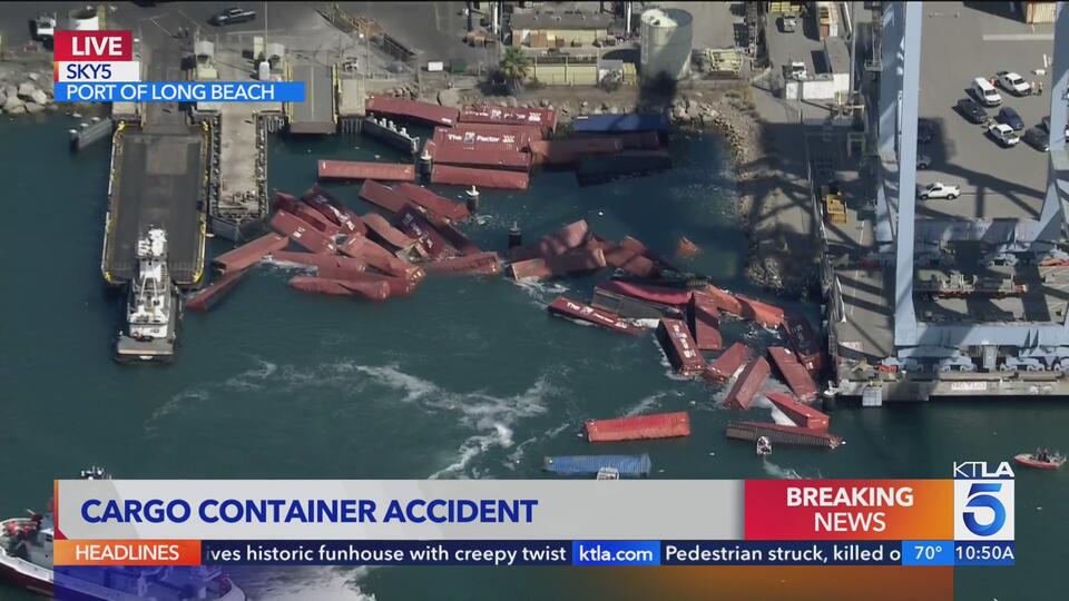 VIDEO: Dozens of cargo containers spill into California port - NewsBreak