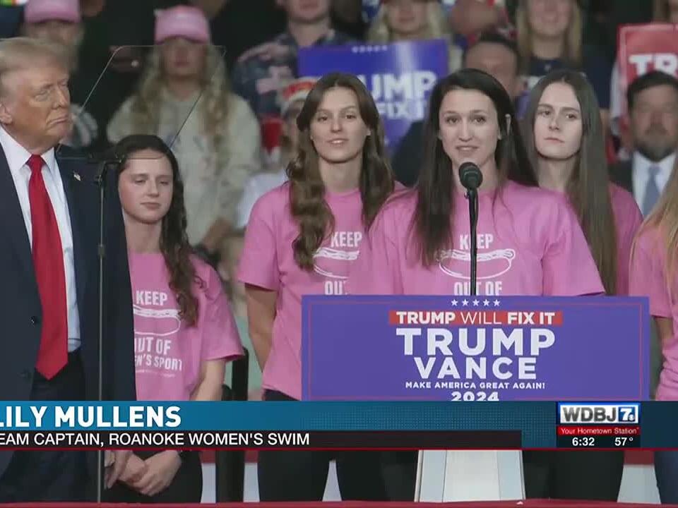 Roanoke College Women's Swim Team at Trump Rally
