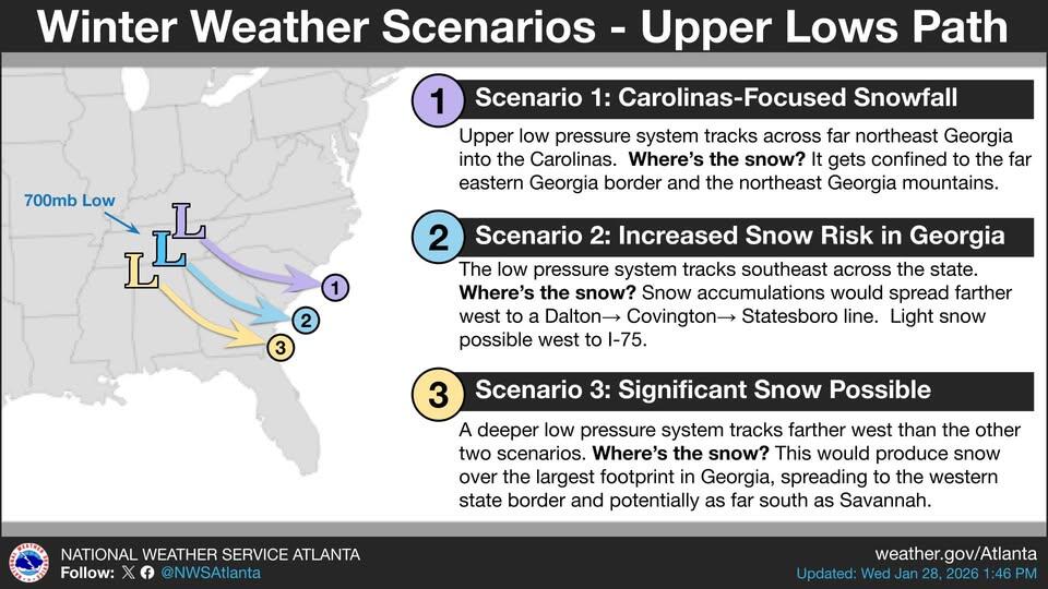 Forecast Models Show Snow Possible Across Georgia as Storm Track ...