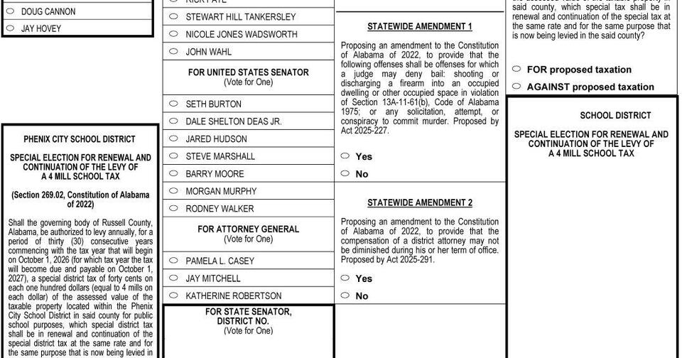 2026 Alabama Primary Election Sample Ballots - NewsBreak