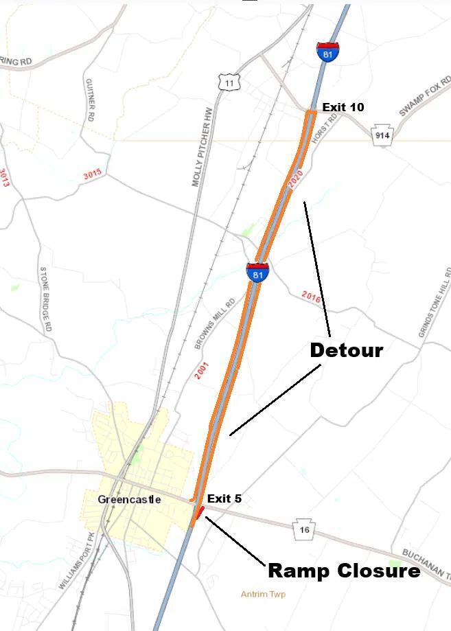 NB I-81 Off-Ramp at Exit 5 in Franklin County to be Closed for ...