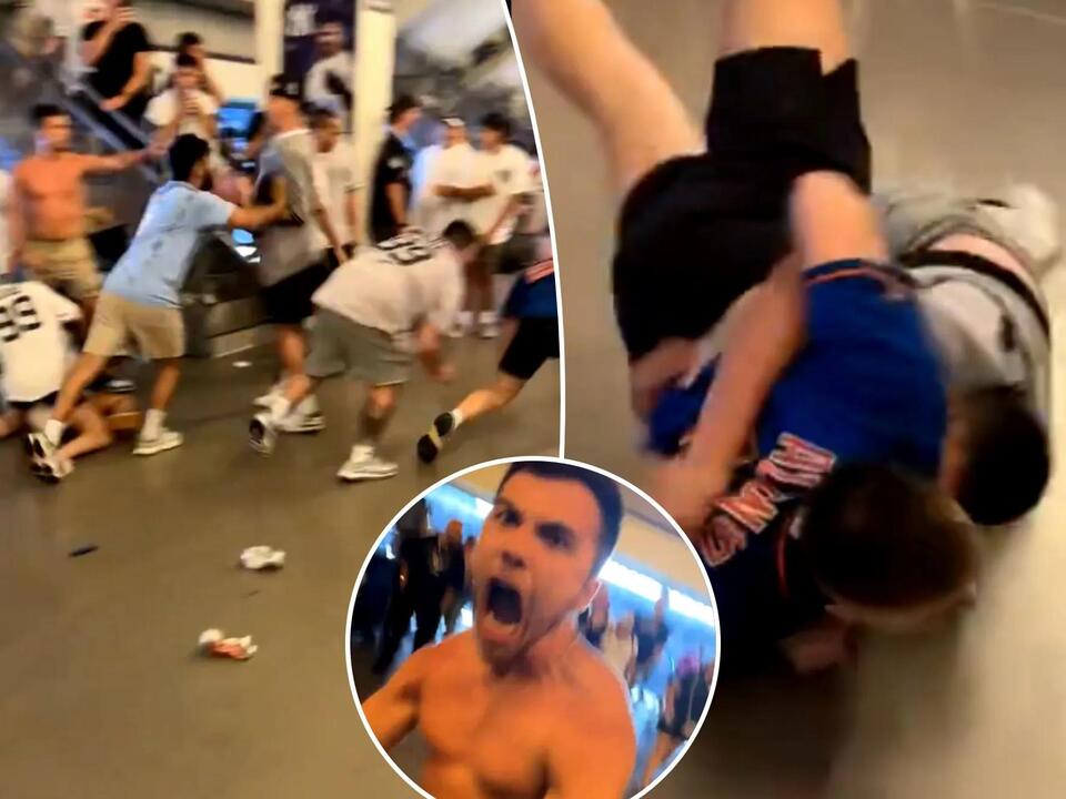 Mets, Yankees fans throw punches, tackles in wild, chaotic Subway ...