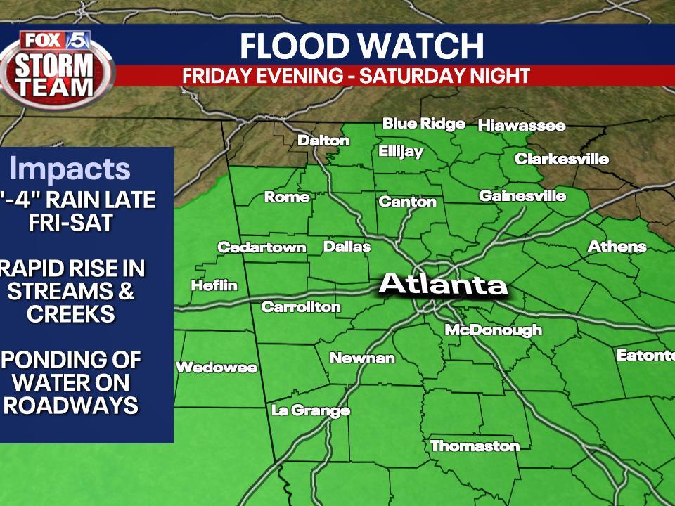 Flood Watch for metro Atlanta as storms roll through Friday night into ...