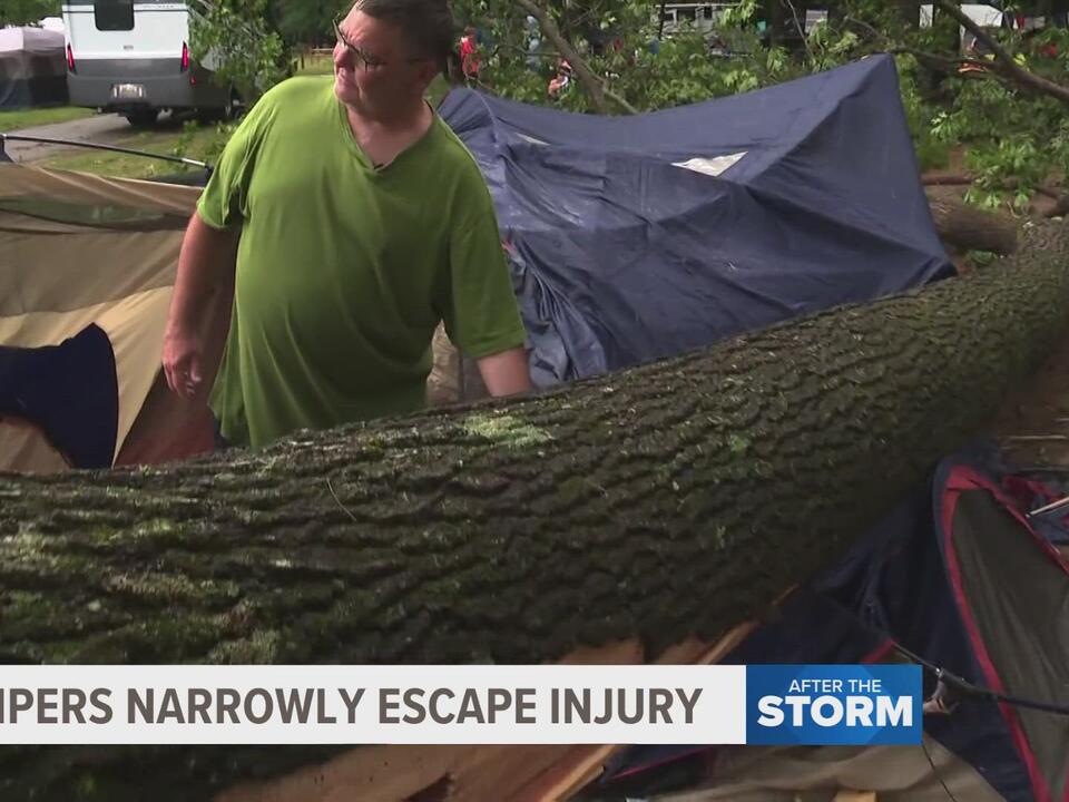 Campers along Michigan's lakeshore narrowly escape injury during severe ...
