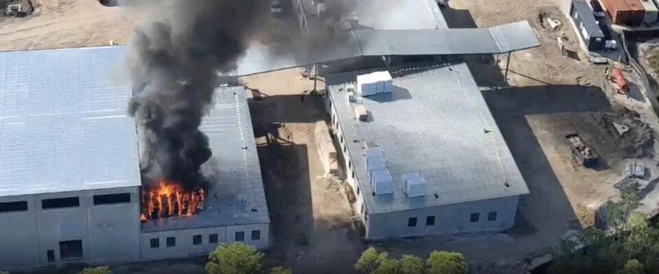 Fire burns on roof of city's under-construction utilities building ...