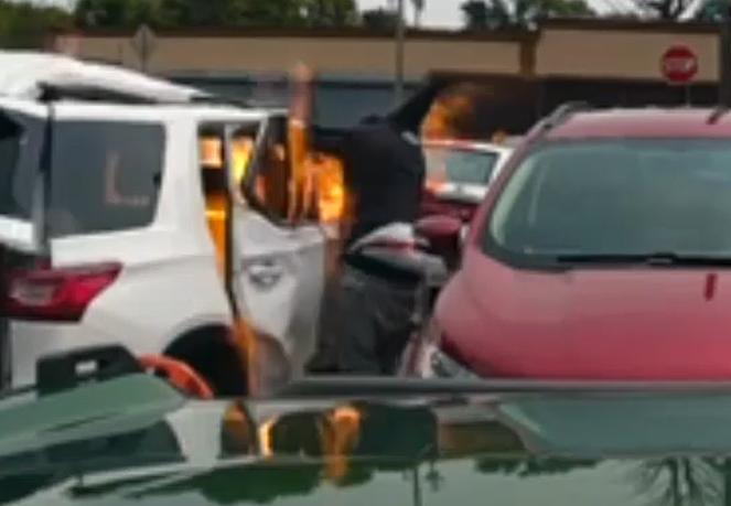 Detroit police looking for suspect who set car on fire, damaging ...