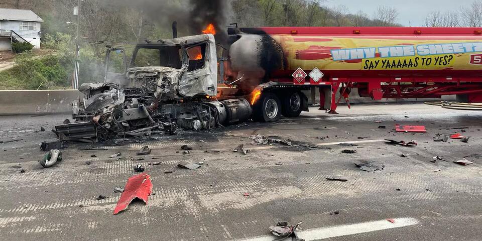 Lanes reopen after fiery crash on Interstate 64 - NewsBreak